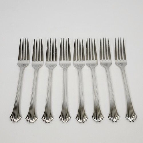 Set of 8 Vintage Wallace Tiara Stainless Ribbed 7 1/2" Dinner Forks ...