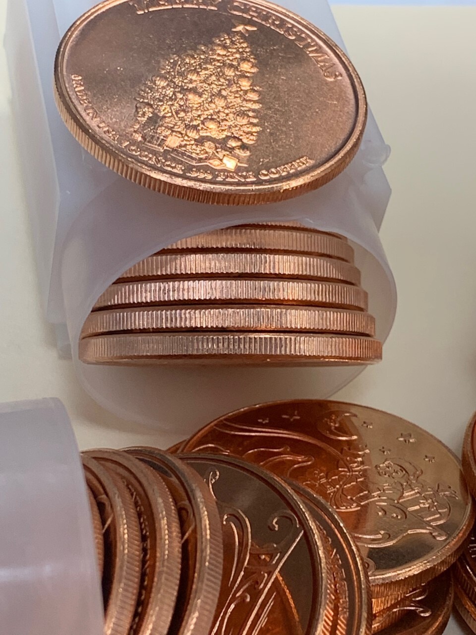 Santa in his sleigh 120 X 1 ounce solid copper coins (7.5 pounds) by ...