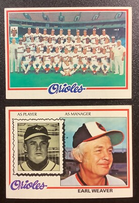 Earl Weaver Baltimore Orioles Manager 1978 Topps Baseball Lot: 2 | eBay