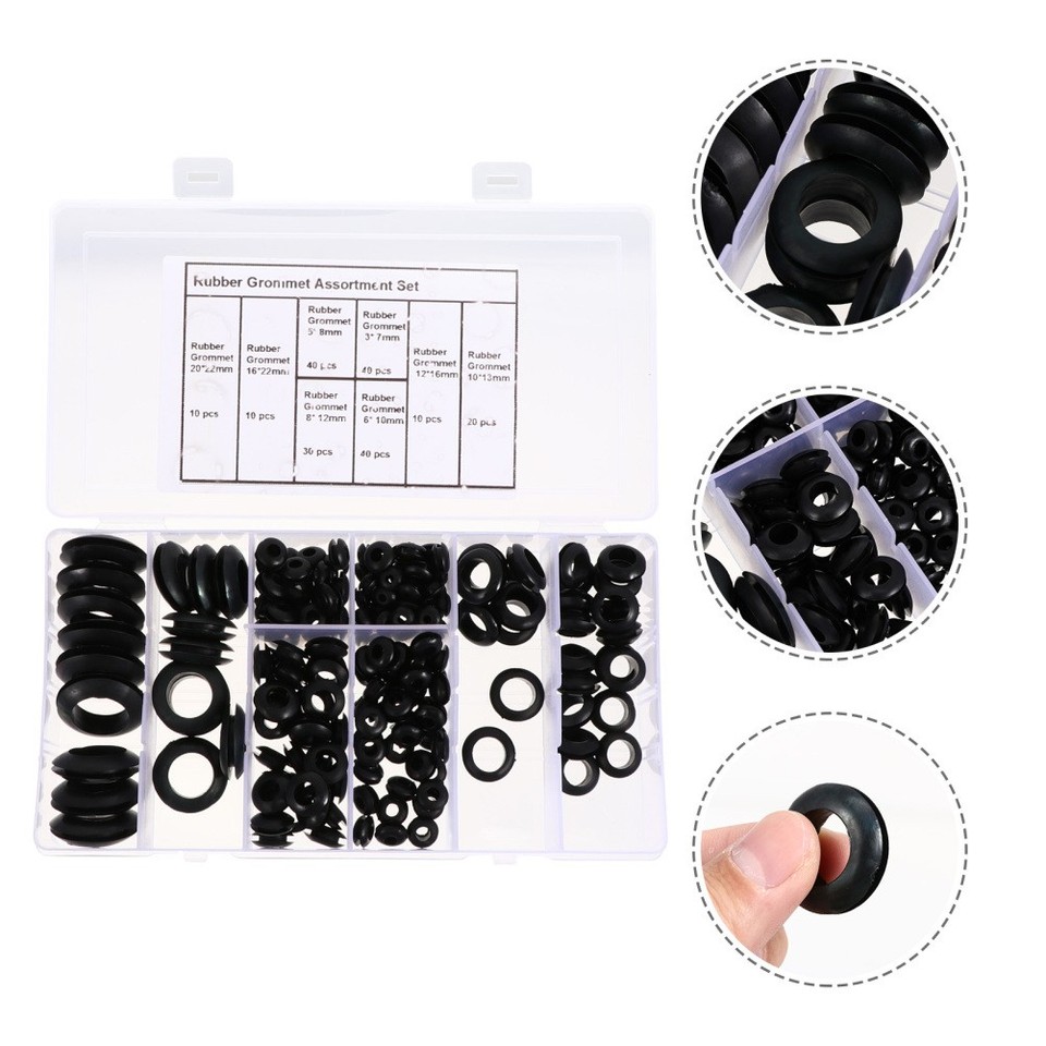 200 Pcs Cable Snap Bushing Grommets Rubber Eyelet Ring Gasket Seal ...
