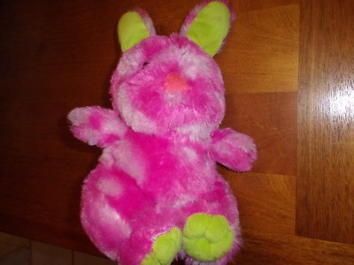 ANIMAL ADVENTURE PLUSH PINK NOSE SOFT BABY BUNNY RABBIT 10" lime green ...