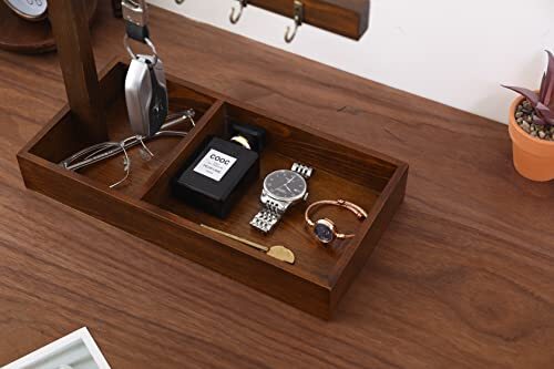 Wood Entryway Tabletop Key Holder Rack，Rustic Burnt Decorative ...