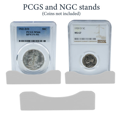 (10) Display Stand Coin Holders for PCGS NGC Certified Slab Easel White ...