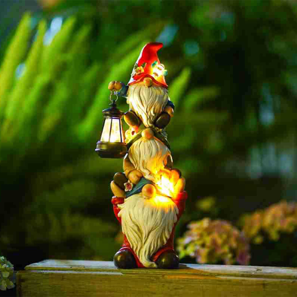 Solar Gnomes Figurine Light Creative Dwarf Lighting Statue for Garden ...