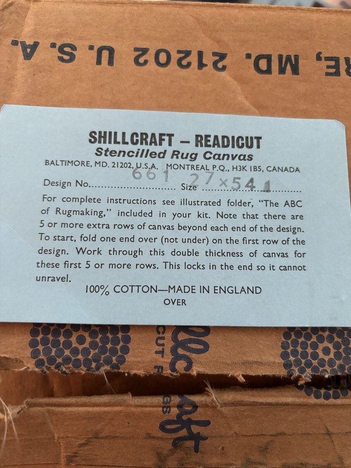 SHILLCRAFT Latch Hook Rug Kit Vintage New In Box. Design 661 | eBay