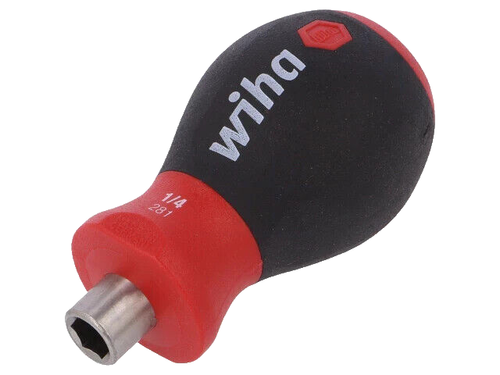 Wiha 1/4" Stubby SoftFinish Screwdriver Handle With Magnetic Bit Holder ...