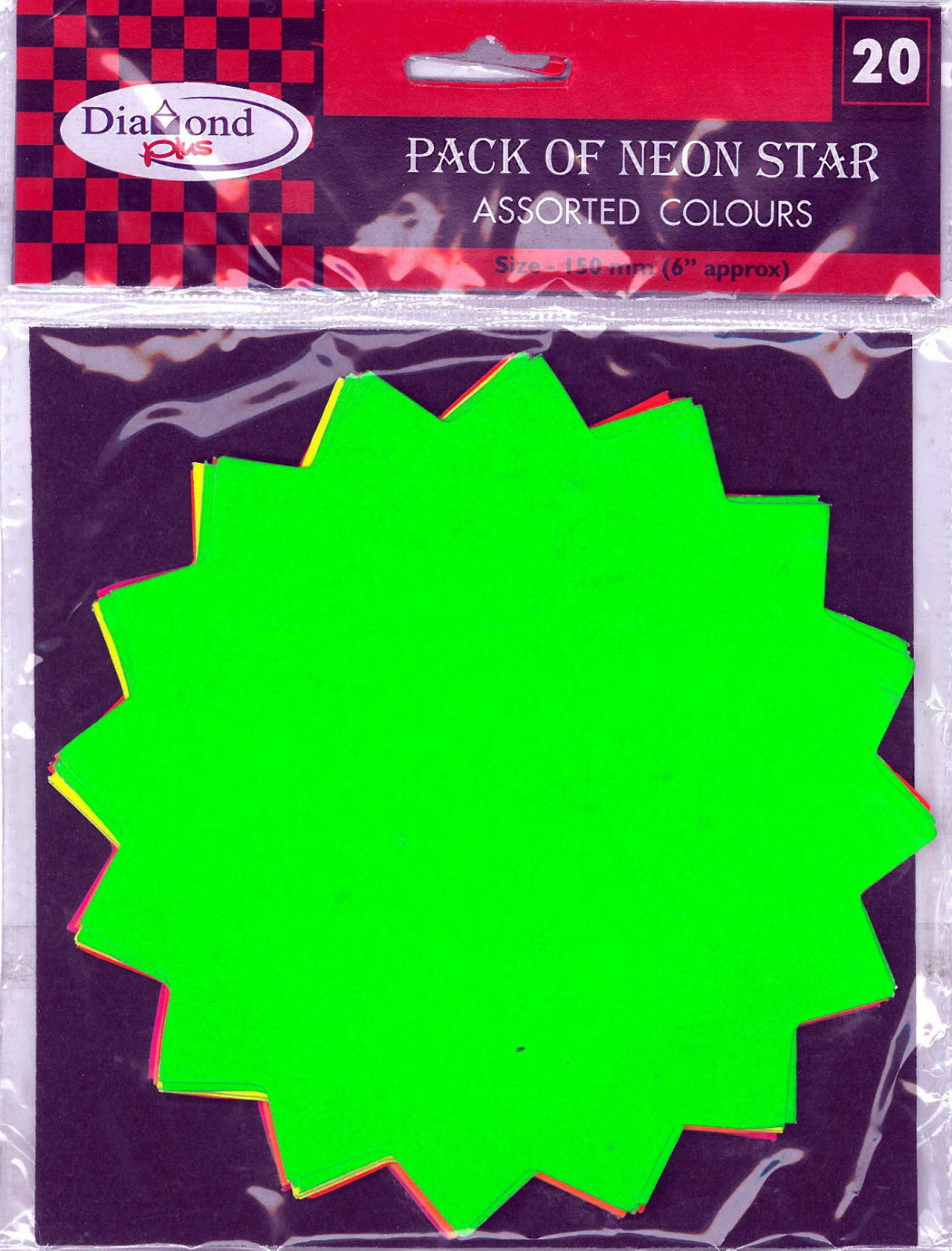 6" Neon Flash Cards Assorted Fluorescent Thick Stars 150mm For Flash ...