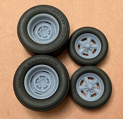 1/24 Scale:17/15-inch Classic Gasser Steelies w/ 5-spoke Wheels W/Drag ...