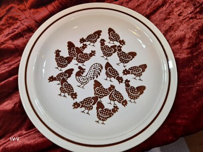 Vintage Homer Laughlin-Ivory/Brown Rooster/Hens-10" Dinner Plate (4 ...