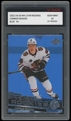 Connor Bedard 2023-24 Upper Deck NHL Star Rookies Blue 1st Graded 10 ...