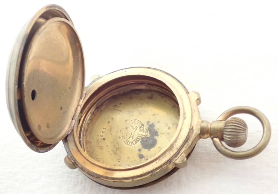 ANTIQUE SWISS 56mm BRASS BOX HINGE KEY WIND HUNTER CASE POCKET WATCH ...