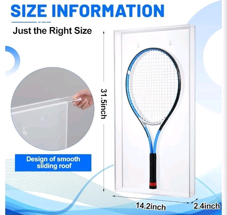 Wesiti Tennis Racket Display Case Wall Mount, Clear Acrylic | eBay