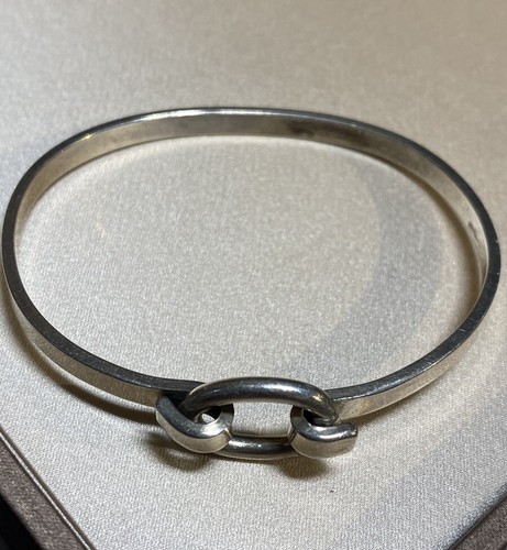 Sterling Silver Vintage Bangle Bracelet With Hook Clasp Solid | eBay