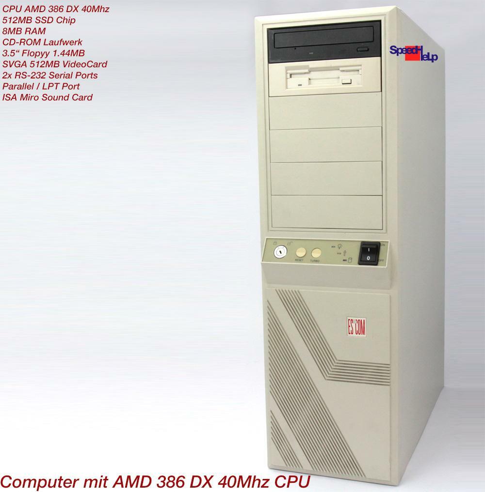 Retro 80386 386 Dx 40MHZ Computer PC Windows 3.1 98 Ms-dos Miro Sound ...