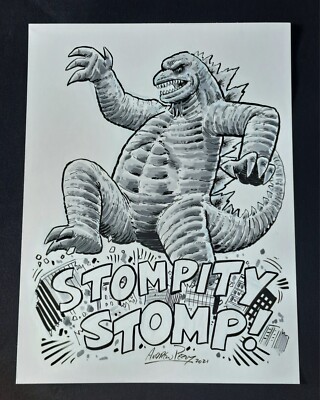 GODZILLA ANDREW PEPOY ORIGINAL ART SKETCH 9" X 12" | eBay