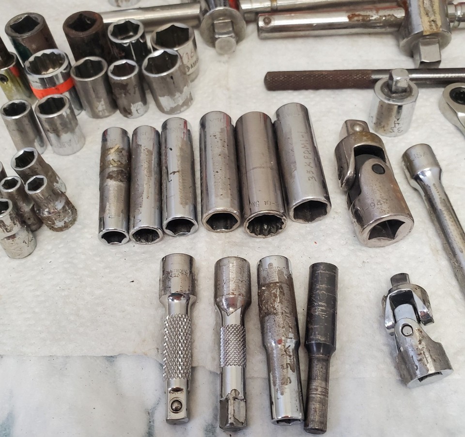 Lot of 47 Vintage Mixed Drive Sockets & Extensions Ratchet, &, More LOT ...