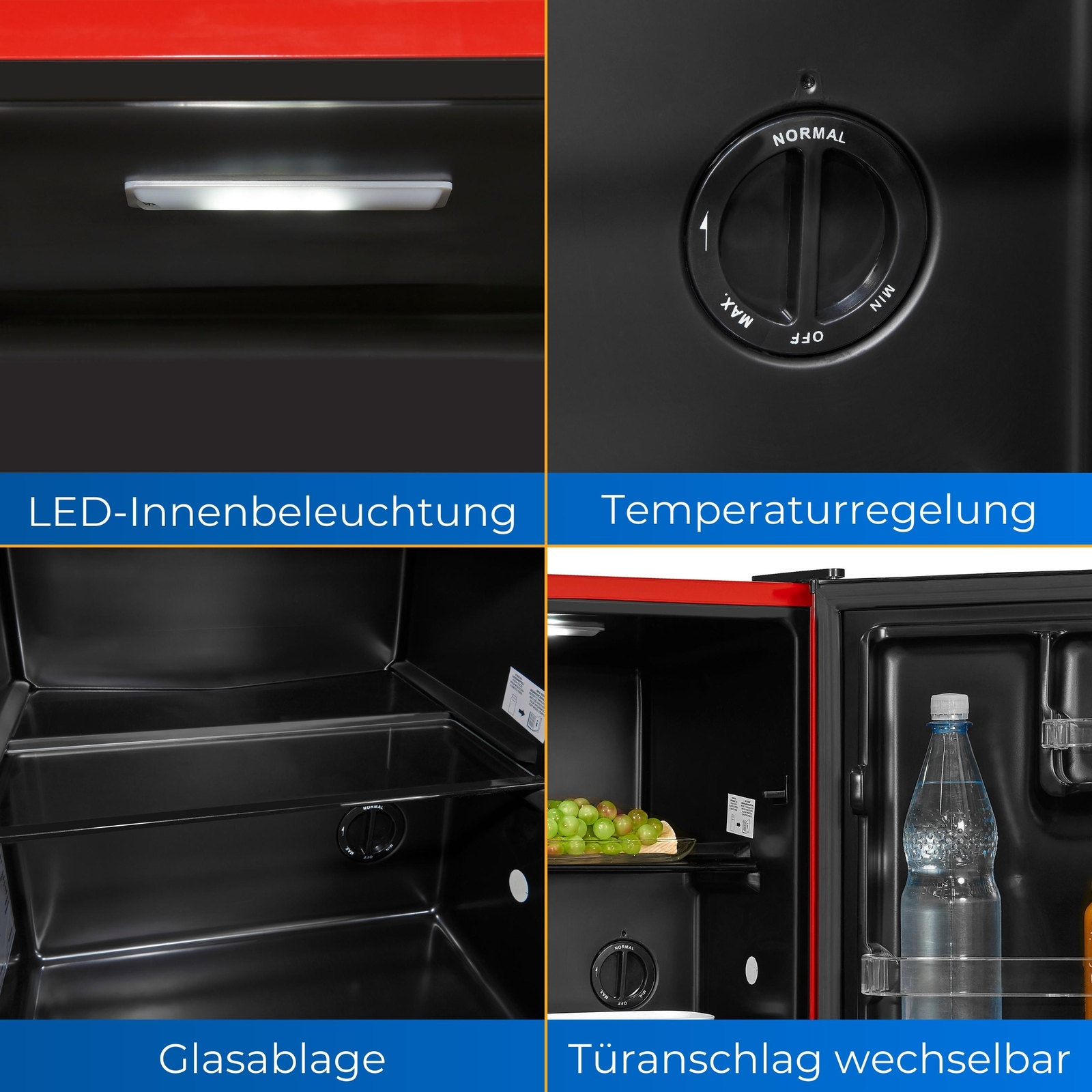 Exquisit Mini-Kühlschrank KB05-V-151F rotPV | 41 l Nutzinhalt | LED ...