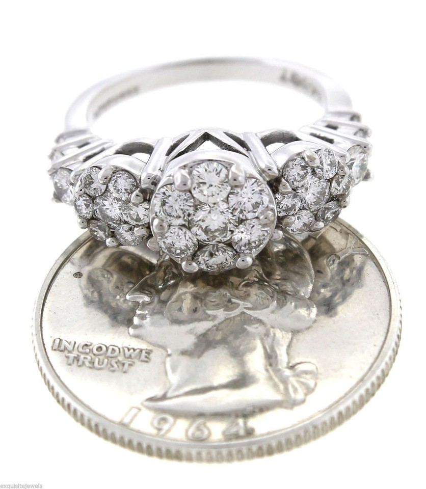 Stunning Ladies 14K White Gold 1.80ctw Invisible Set Round Diamond Ring ...