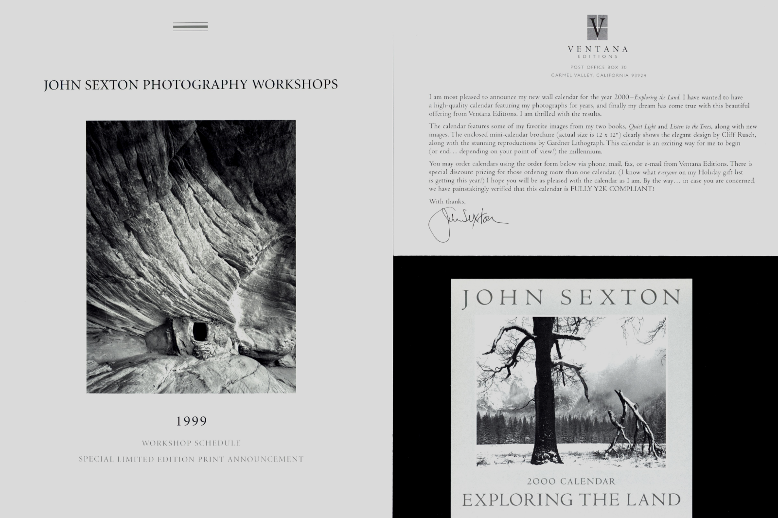 JOHN SEXTON 1999 PHOTOGRAPHY WORKSHOPS SCHEDULE CATALOGUE & EPHEMERA | eBay