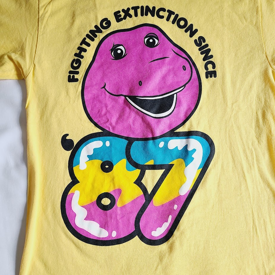 Vintage Barney the Purple Dinosaur T Shirt Fighting Extinction Since 87 ...