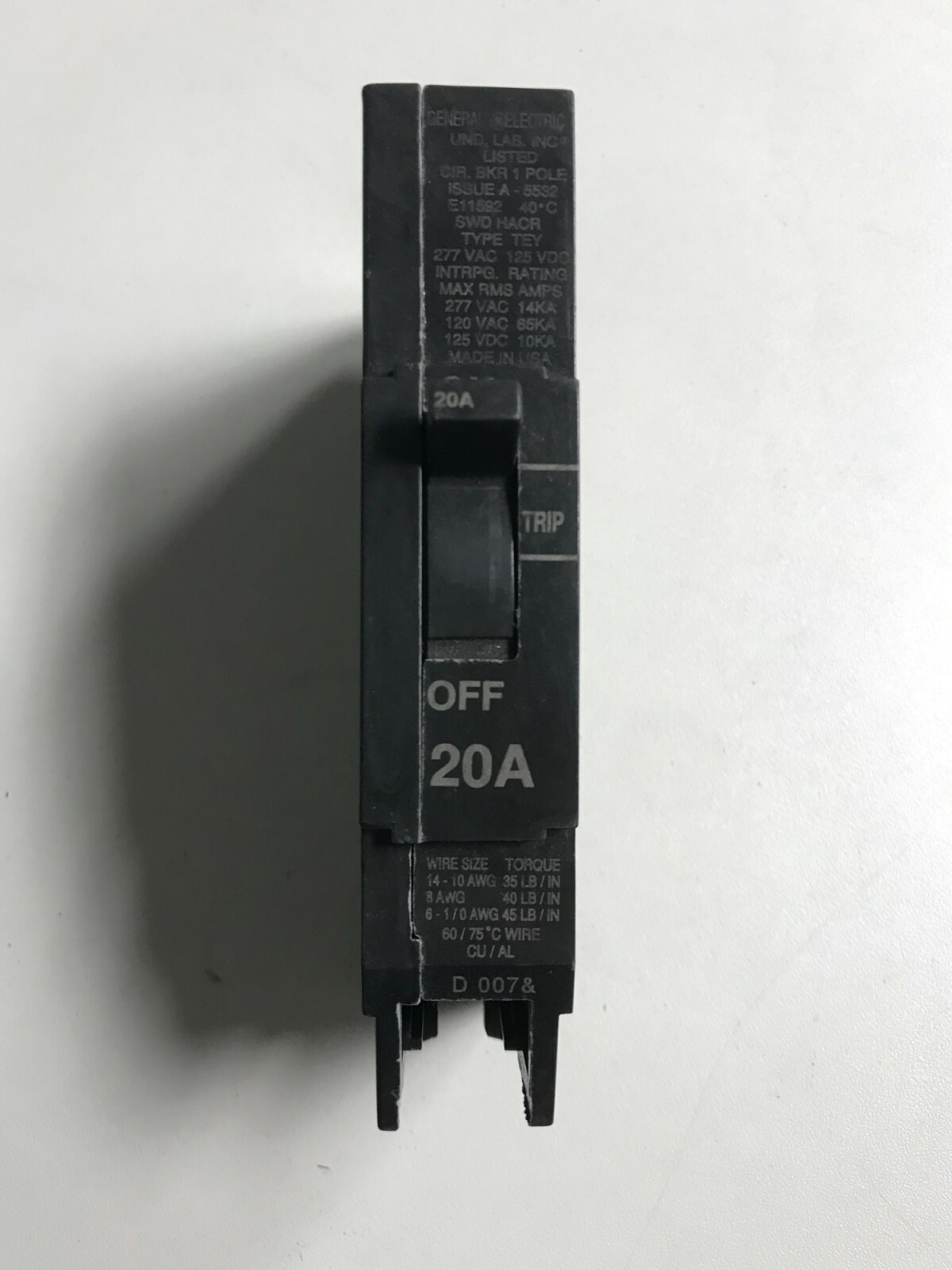 GE E11592 TEY Breaker 20 Amp Single Pole | eBay