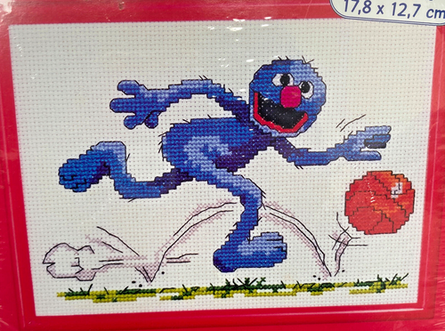 Vintage JanLynn Sesame Street Grover Basketball Cross Stitch Kit with ...