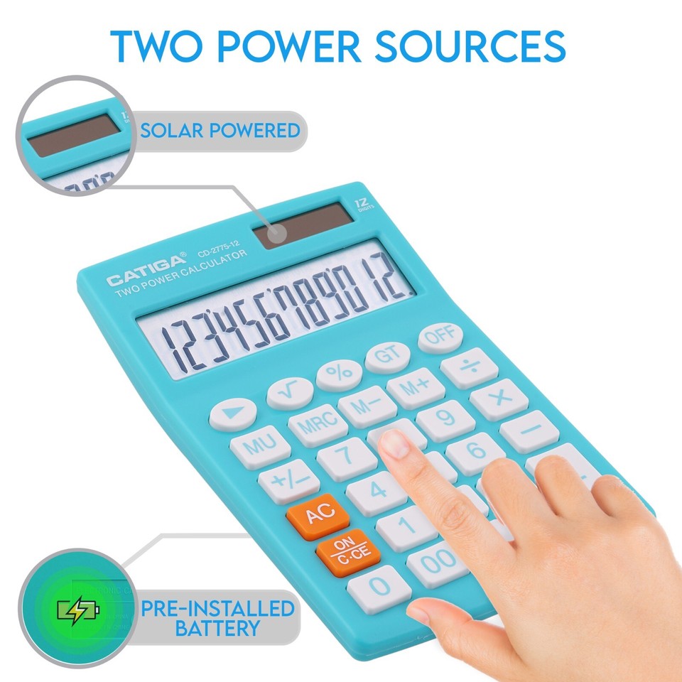 CATIGA Desktop Calculator with 12 Digit LCD Display Screen, Home or ...