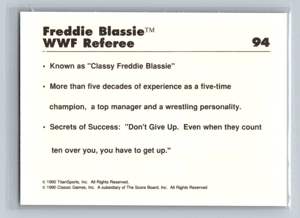 Classy Freddie Blassie 1990 Classic WWF #94 WCW WWE HOF AEW TNA | eBay