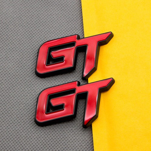 2x Black & Red Metal GT Letter Car Logo Racing Emblem Trunk Sport Badge ...