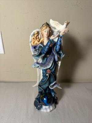 LENOX MILLENNIUM PENCIL ANGEL WHITE DOVE GLASS WORLD GLOBE 2000 ...