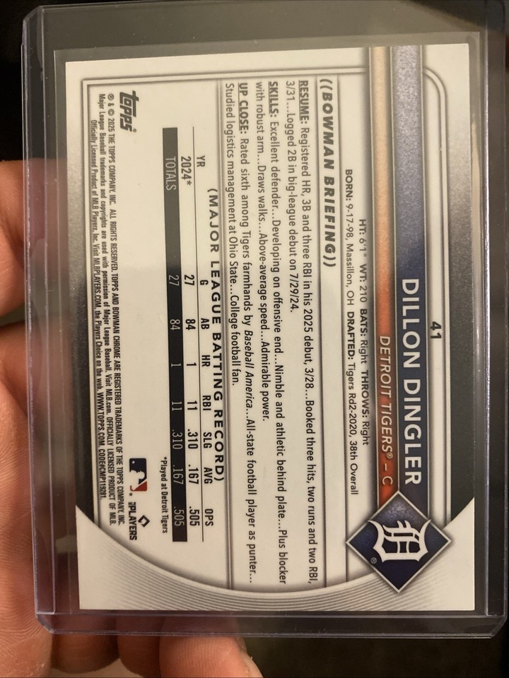 Dillon Dingler 🔥Red Rookie Redemption 2025 Bowman Chrome + Base RC | eBay