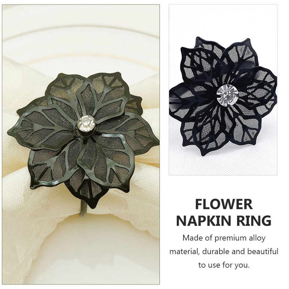 6PCS Halloween Metal Mesh Flower Napkin Ring Halloween Party Napkin ...
