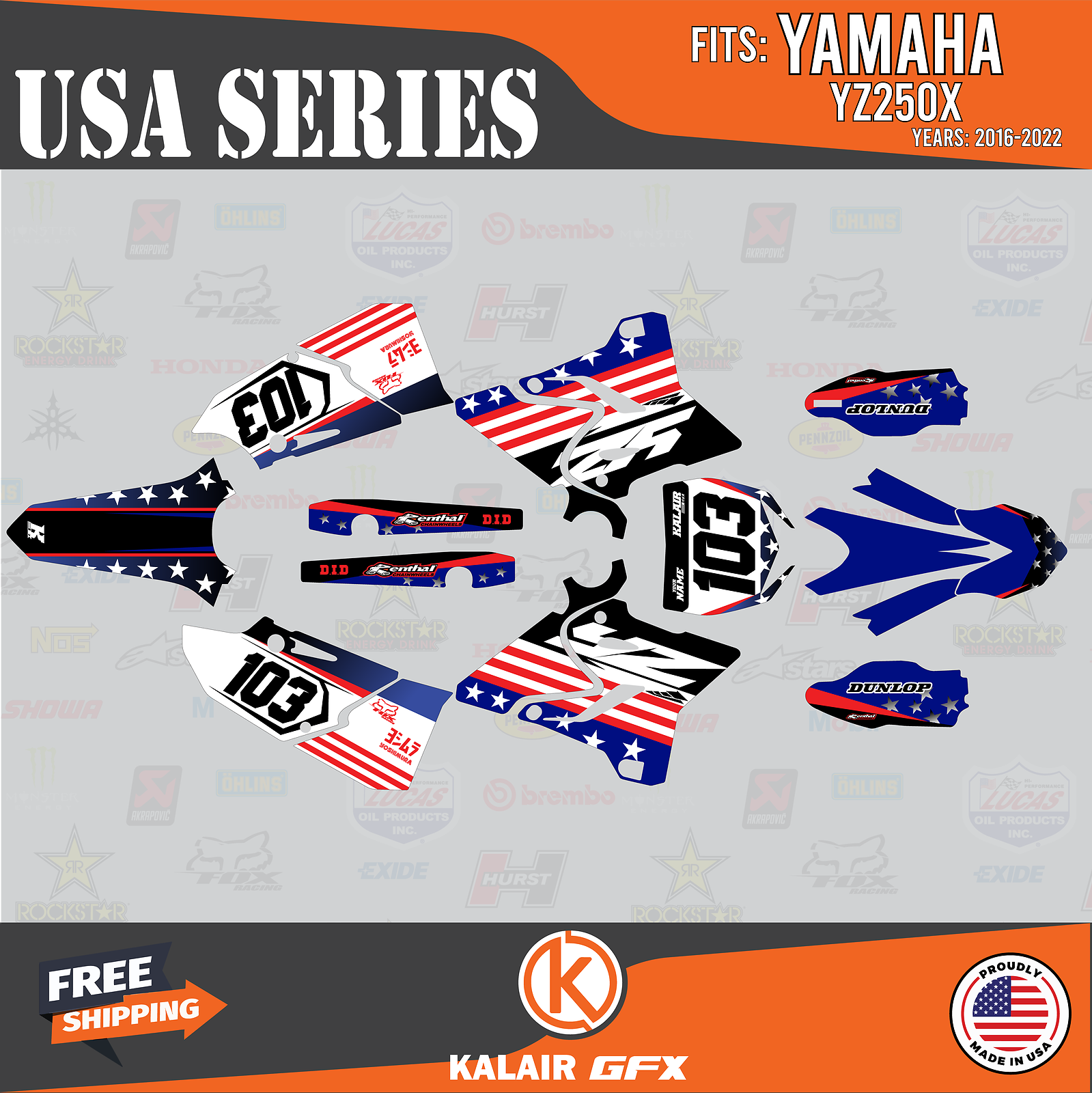 Graphics Kit for Yamaha YZ250X (2016-2022) Usa-orig | eBay