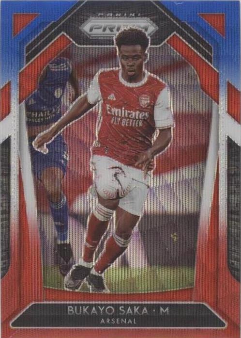 2020-21 Panini Prizm Premier League - Bukayo Saka #40 Red White & Blue ...