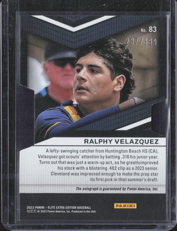 2023 Elite Extra Edition Autograph Die Cut 237/399 #83 Ralphy Velazquez ...