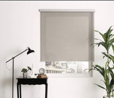 Brielle Home Open Weave Cordless Roller Shade, 27 x 66, Natural | eBay
