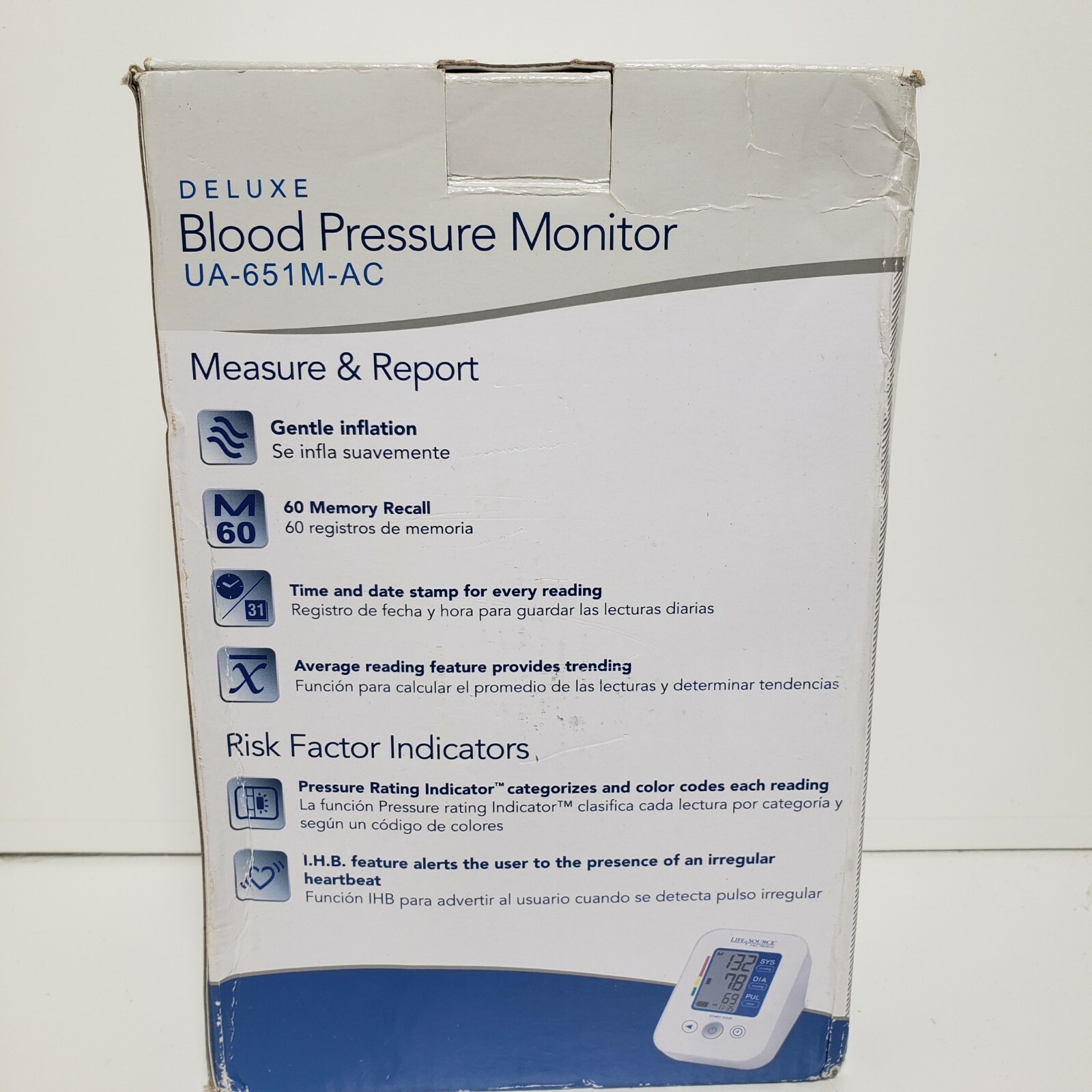 Life Source Deluxe Blood Pressure Monitor UA-767PVLA medium Cuff ...