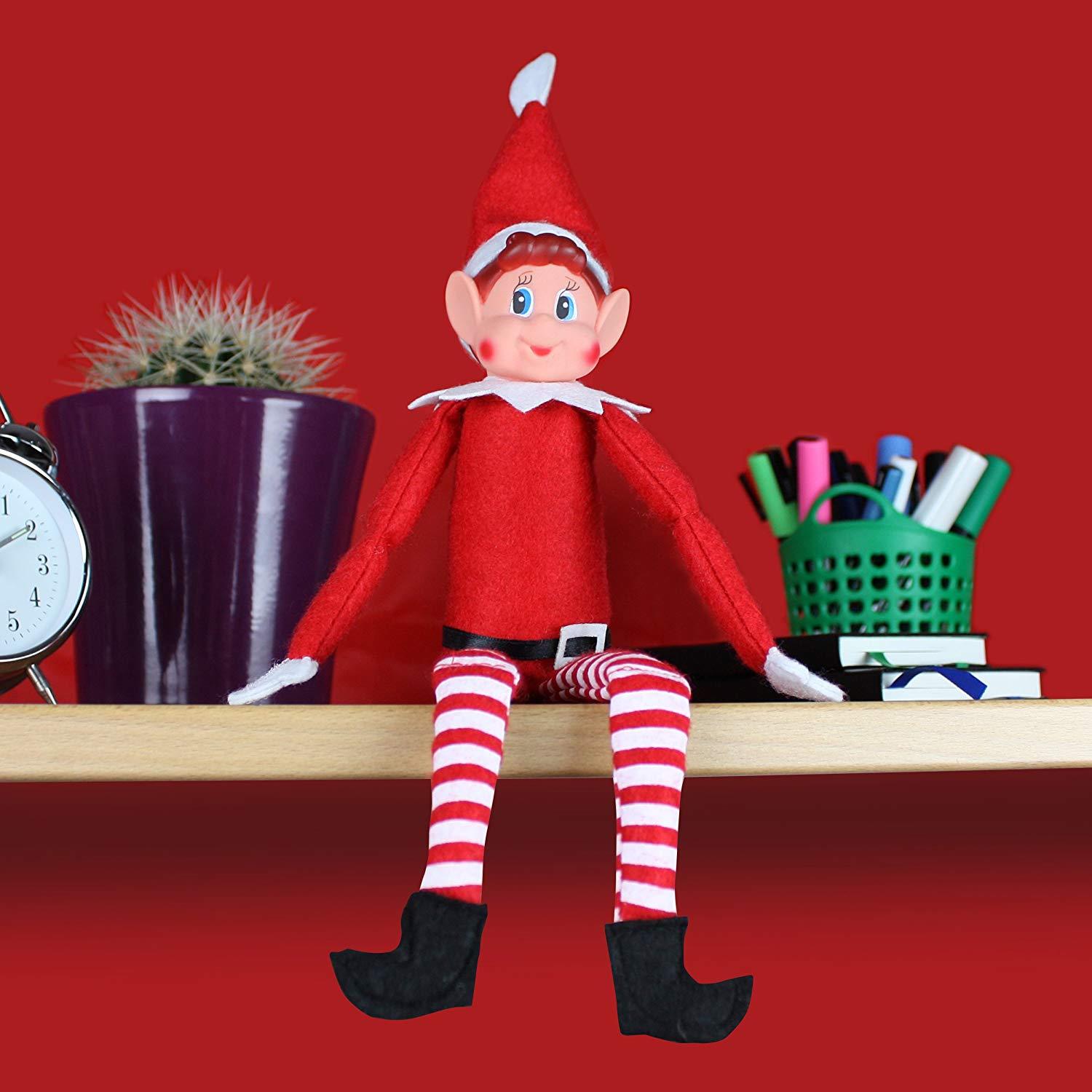 ELVES BEHAVING BADLY 12" RED XMAS SHELF ELF NAUGHTY LITTLE BOY ELFIE ...