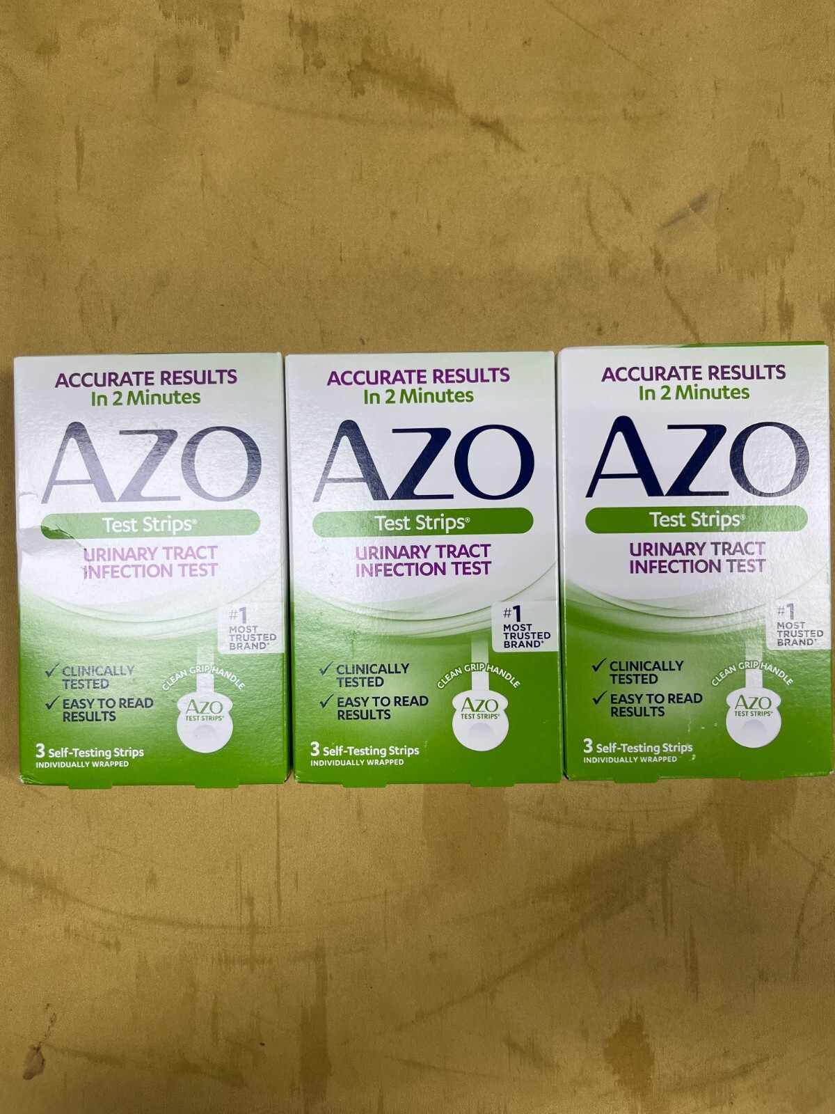 3 New AZO Urinary Tract Infection Test Strips - 3 Self-Testing Strips ...