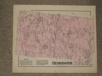 REHOBOTH, MA., HAND COLORED 1871 MAP, NOT A REPRINT | eBay