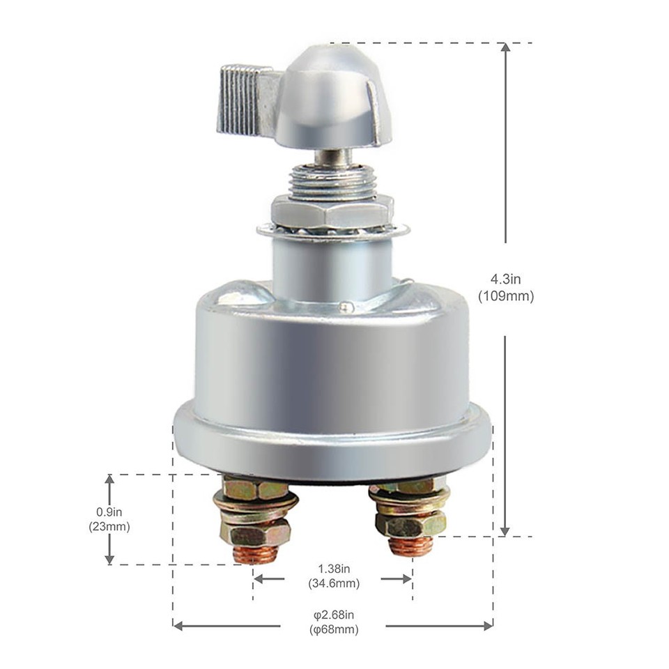 Master Battery Disconnect Switch 2 post SPST Kill Cut-Off Nascar Marine ...