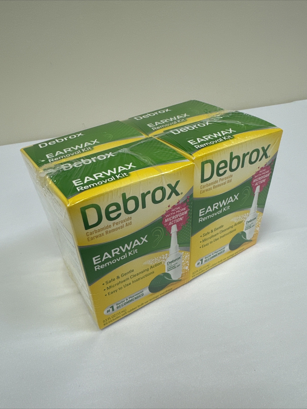 4X Debrox Earwax Removal Kit, Includes Drops and Bulb Ear Syringe, 0.5 ...