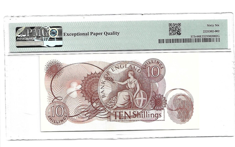 Great Britain P#373c 10 shillings banknote Sign J.S.Fforde PMG 66 Gem ...