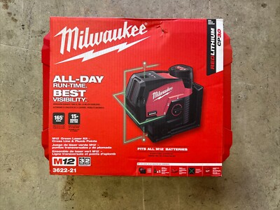 Milwaukee 3622-21 M12 12V Green 125 ft. Cross Line / Plumb Point Laser ...