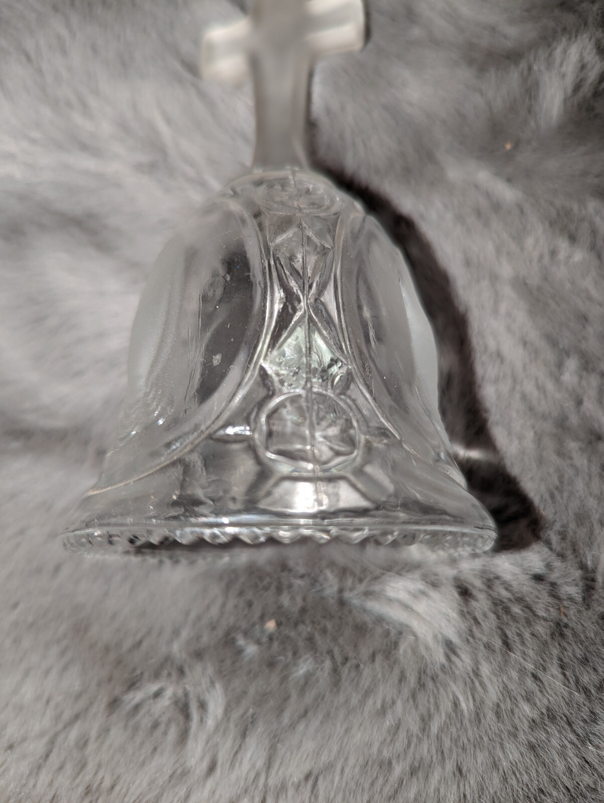 Vintage Glass Bell Frosted Cross Handle Praying Hands On Bell Religious ...