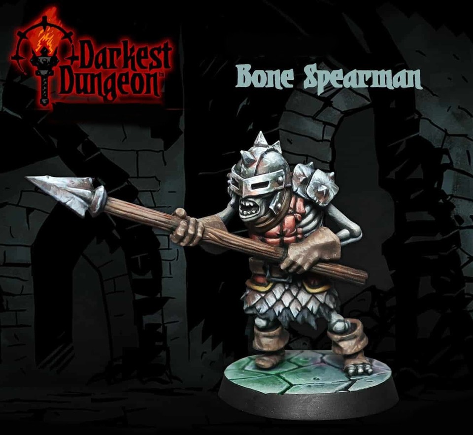 Bone Spearman 28mm Skeleton Soldier Miniature DnD DARKEST DUNGEON FLAT ...