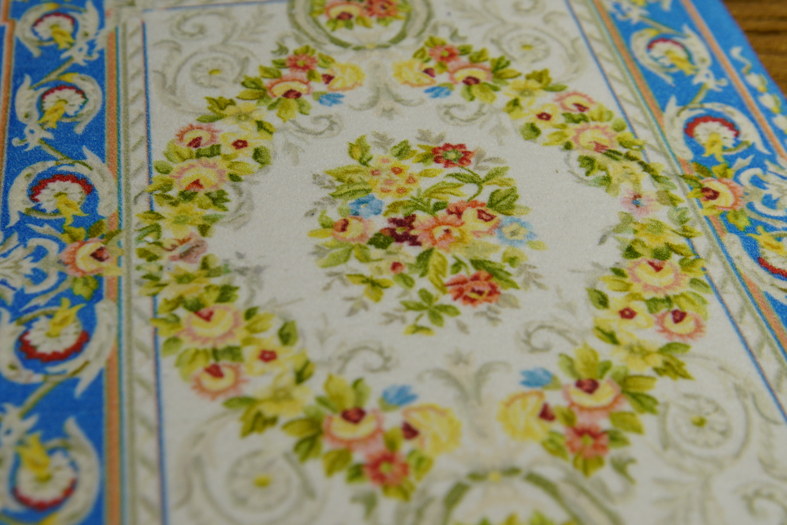 Beautiful Victorian Nice Floral Bouquet 1:12 Dollhouse Rug Blue | eBay