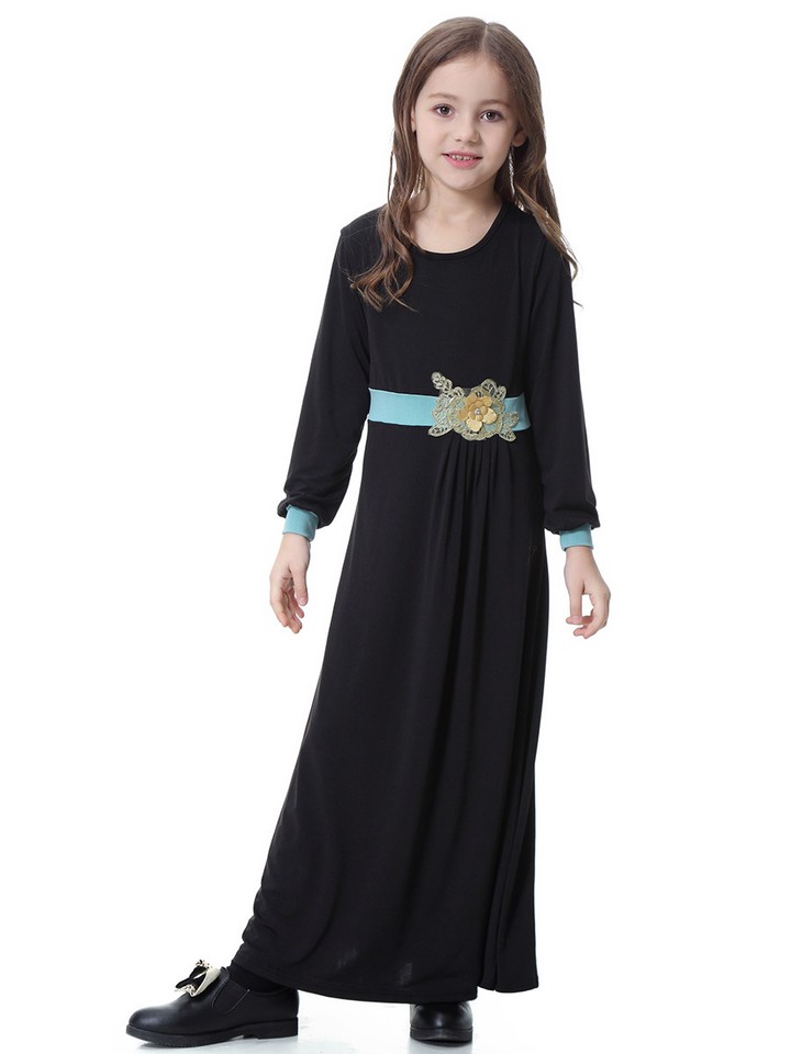 Muslim Child Girls Abaya Long Dress Burka Prayer Maxi Kaftan Robe Arab ...