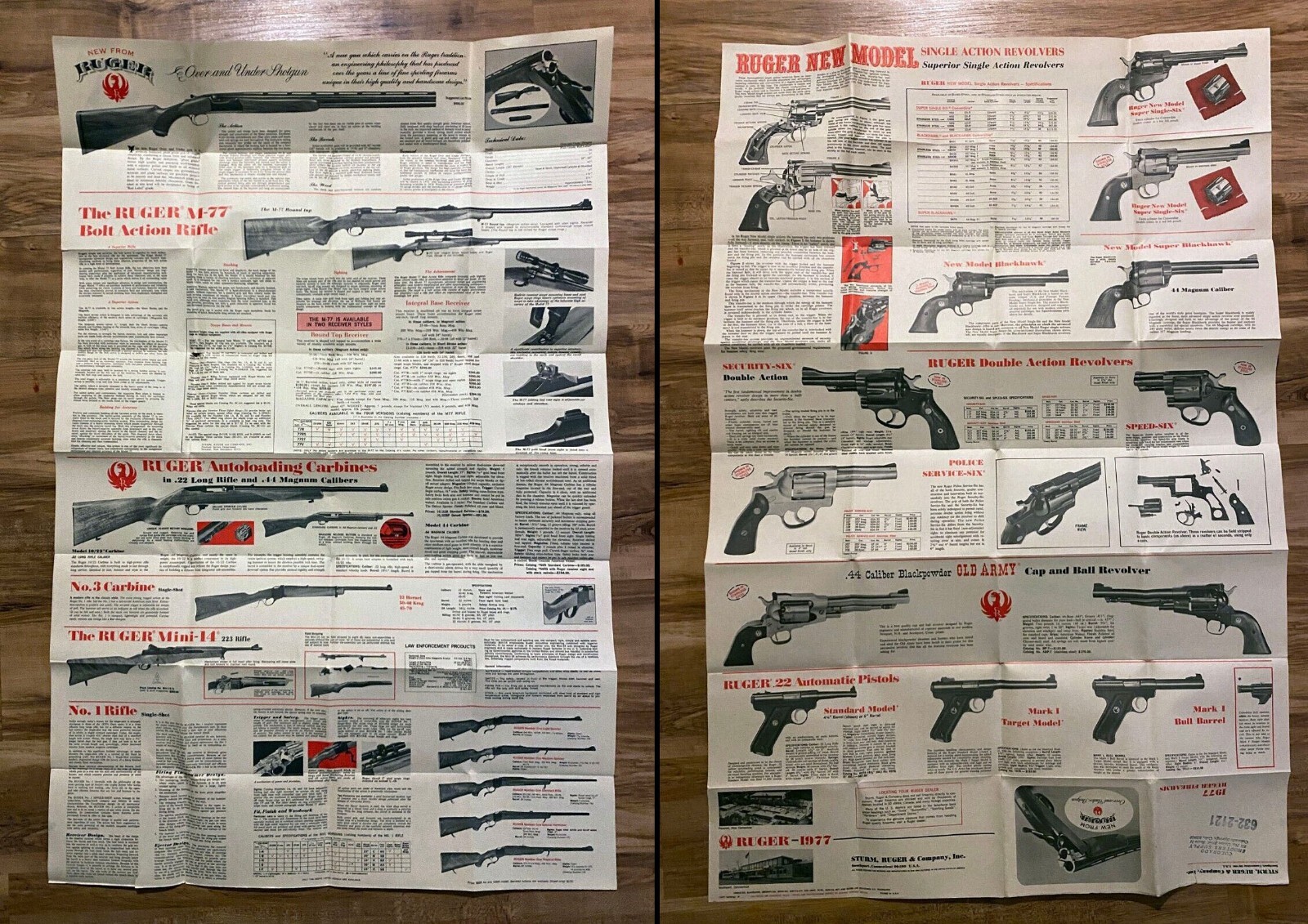 Ruger 1973/1974/1977/1981 Firearms Fold-Out Brochure/Poster catalog lot ...