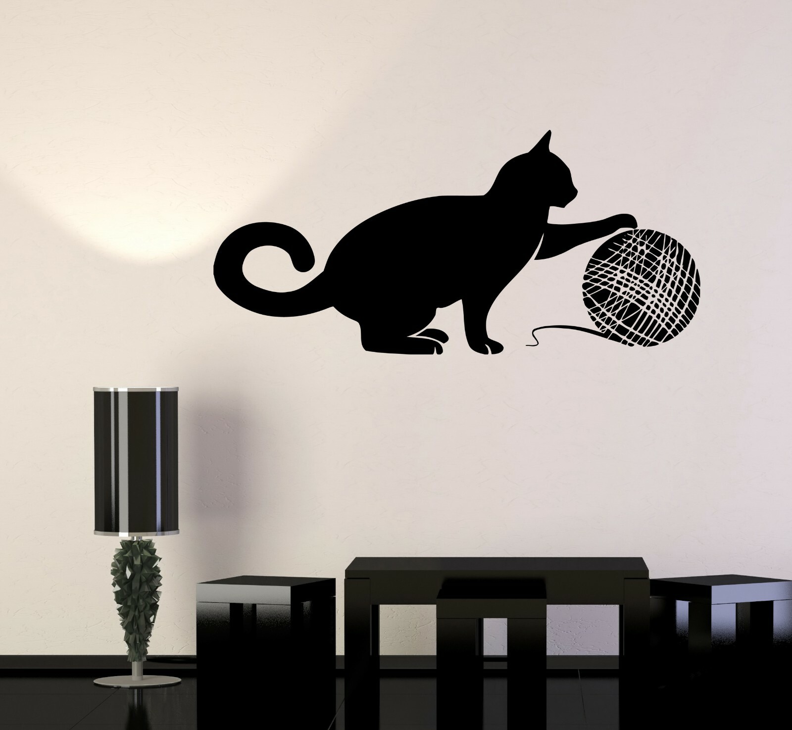 Wall Decal Cat Pet Animal Ball of Wool Kitten Vinyl Sticker (ed1692) | eBay